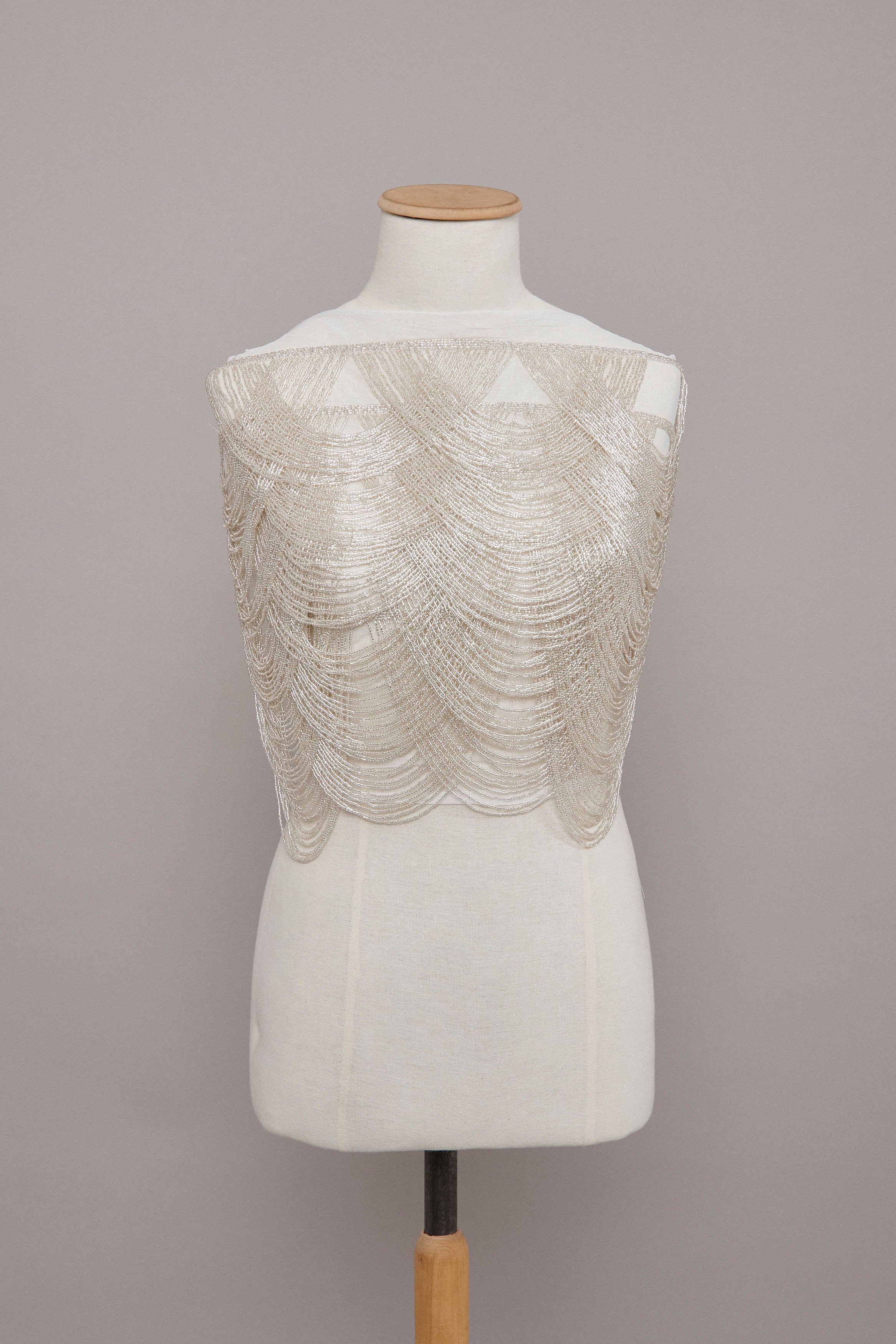 S0586 SILVER - EMBROIDERY TULLE WITH SILVER BEADS – Sole Silva Bridal ...